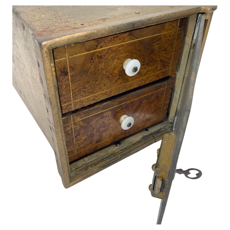 Early 1900's Birchwood Lock Box Safe with Key For Sale at 1stDibs