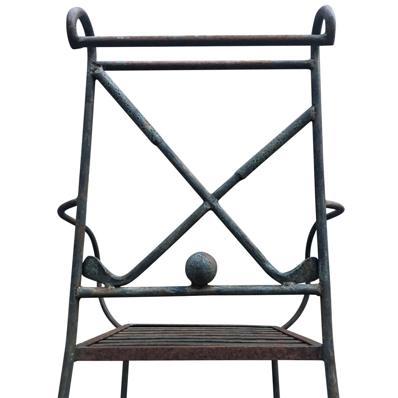 Set Of 3 Metal Golf-Themed Bar Stools With White Pillows For Sale at ...