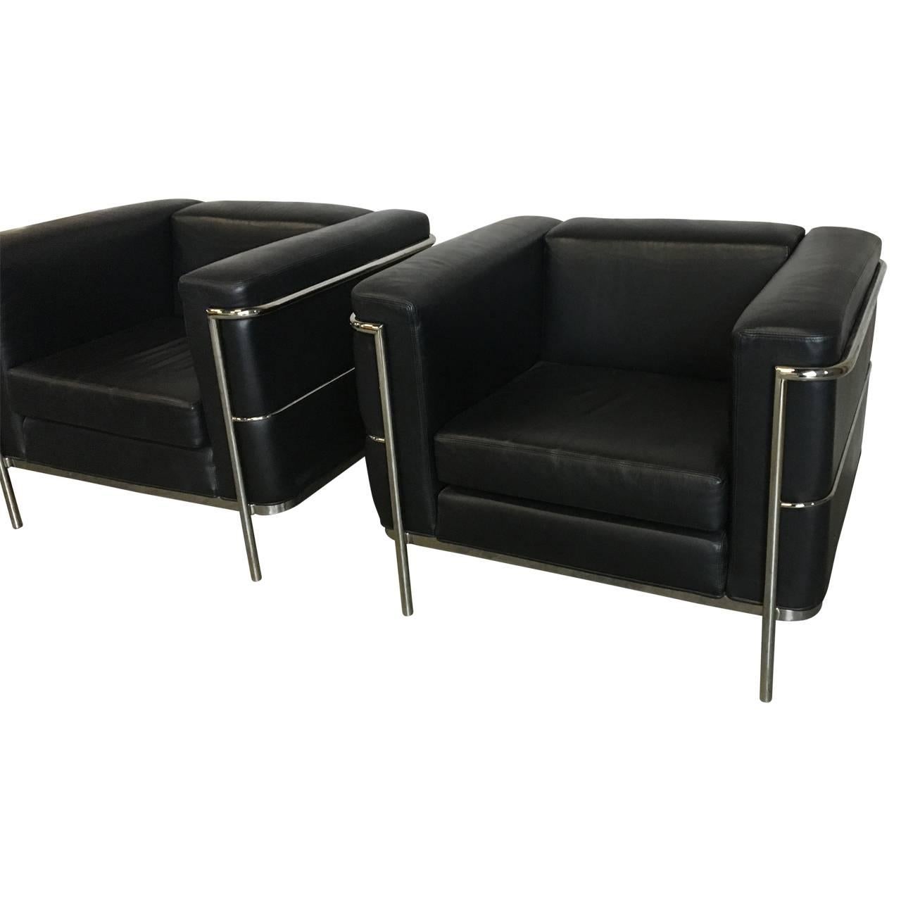 Pair of Lounge Chairs by Jack Cartwright In Black Leather at 1stDibs ...