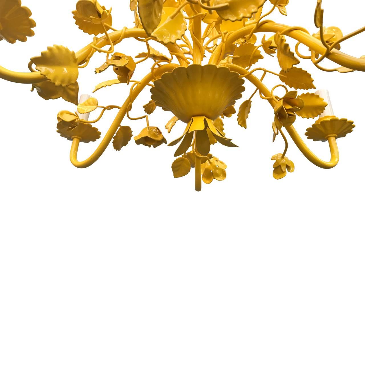 Mid-Century Yellow Metal Flower Chandelier at 1stDibs | yellow ...