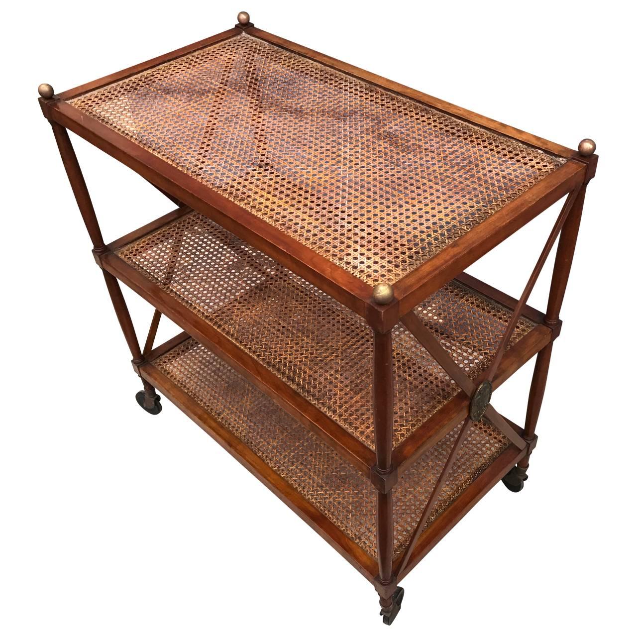 Mid-Century Modern Three-Tiered Wooden Bar Cart at 1stDibs