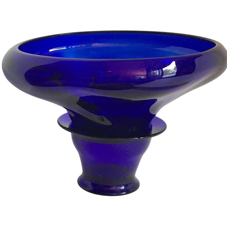 Cobalt Blue Glass Bowl On Stand at 1stDibs | blue glass bowls, blue ...