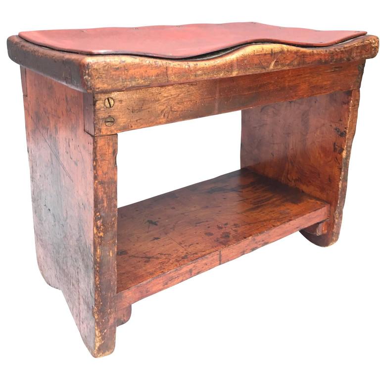 Vintage Wooden Shoe-Polishers Footstool at 1stDibs