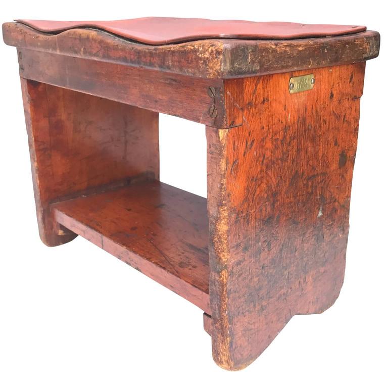 Vintage Wooden Shoe-Polishers Footstool at 1stDibs