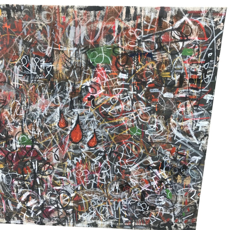 Large Horizontal Modern Gronk Abstract Multimedia Painting For Sale at ...