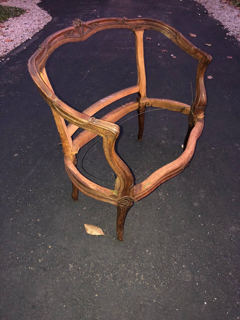French Rococo Two-Seat Settee Arm Chair Frame at 1stDibs