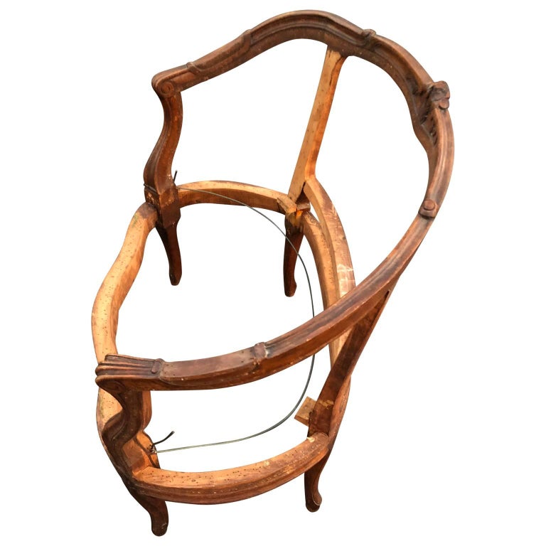 French Rococo Two-Seat Settee Arm Chair Frame at 1stDibs