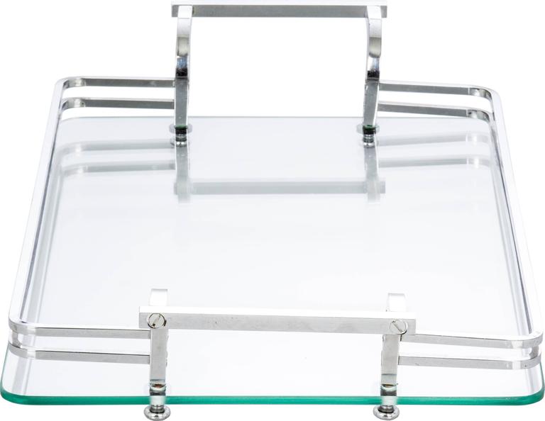 Art Moderne Chrome and Glass Tray For Sale at 1stDibs