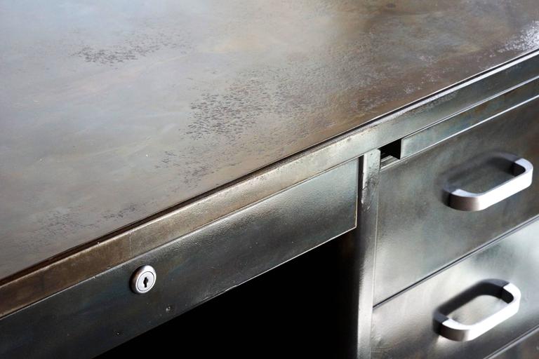 Vintage Tanker Desk Refinished in Acid Wash Patina at 1stDibs