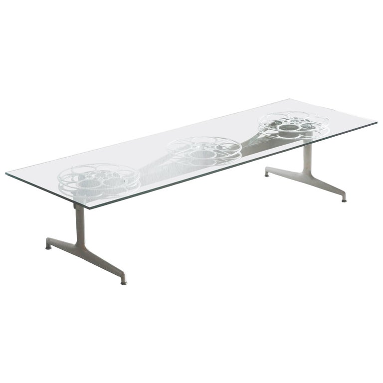 Film Reel Coffee Table on 1960s Modern Base For Sale at 1stDibs