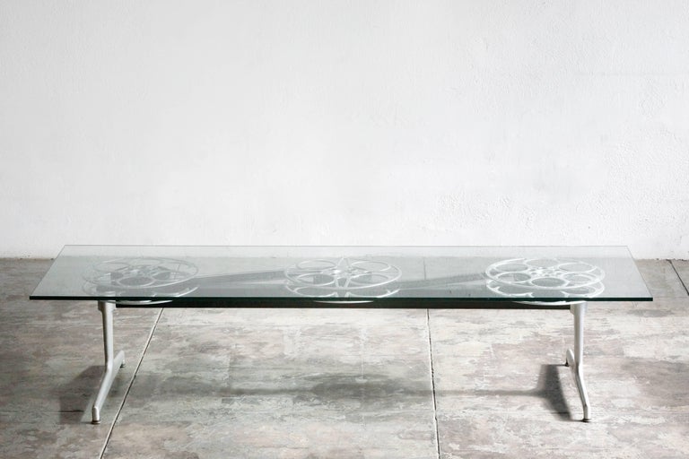 Film Reel Coffee Table on 1960s Modern Base For Sale at 1stDibs