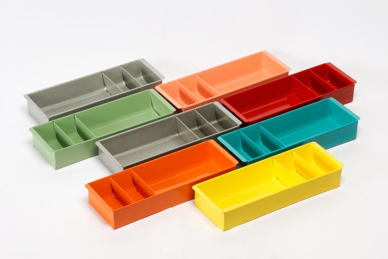 Steel Tanker Drawer Insert/ Organizer, Refinished in Silver at 1stDibs