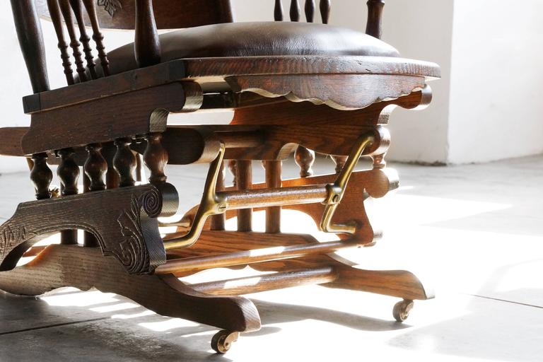 19th Century Victorian Platform Glider in Oak and Brass at 1stDibs ...