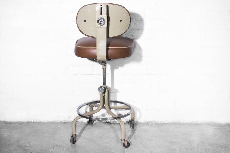 Vintage Drafting Stool in Brown Vinyl at 1stDibs