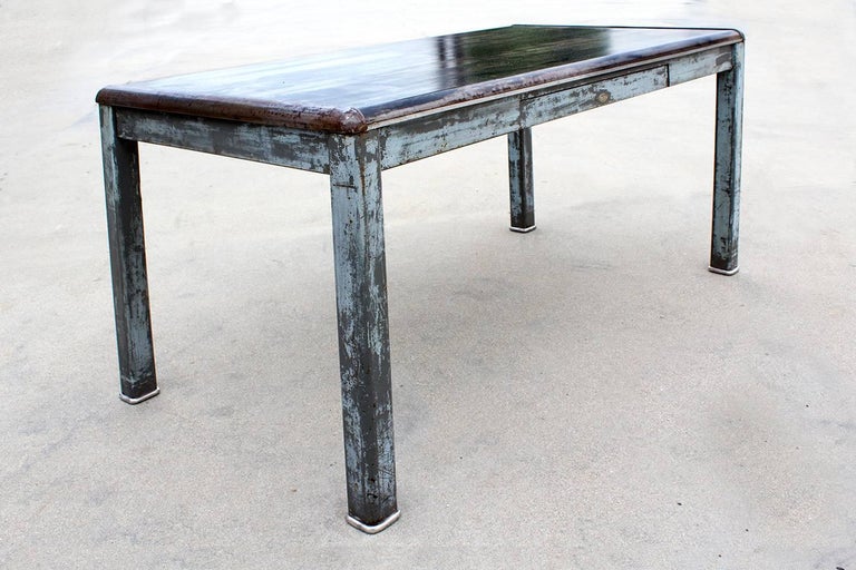 1940s Industrial Tanker Table by Art Metal, Refinished at 1stDibs