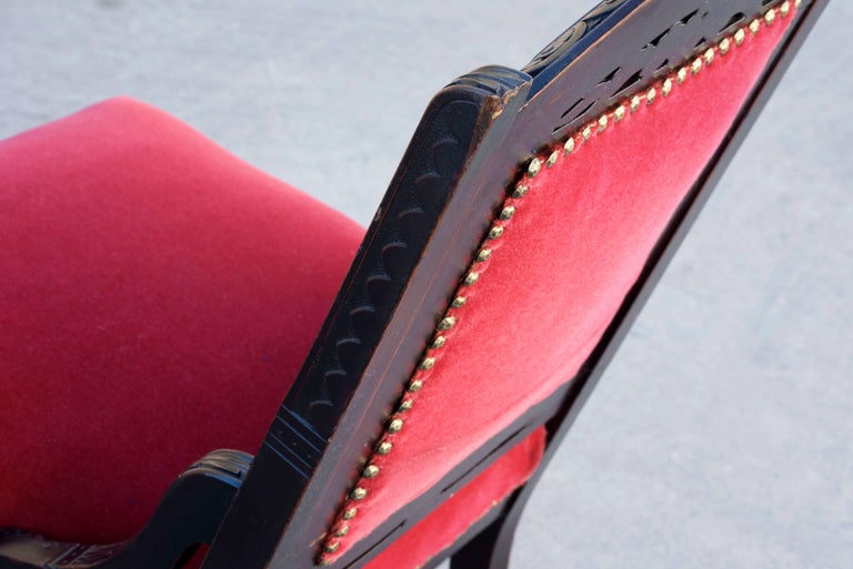 Antique Victorian Rectory Chair of Carved Mahogany at 1stDibs