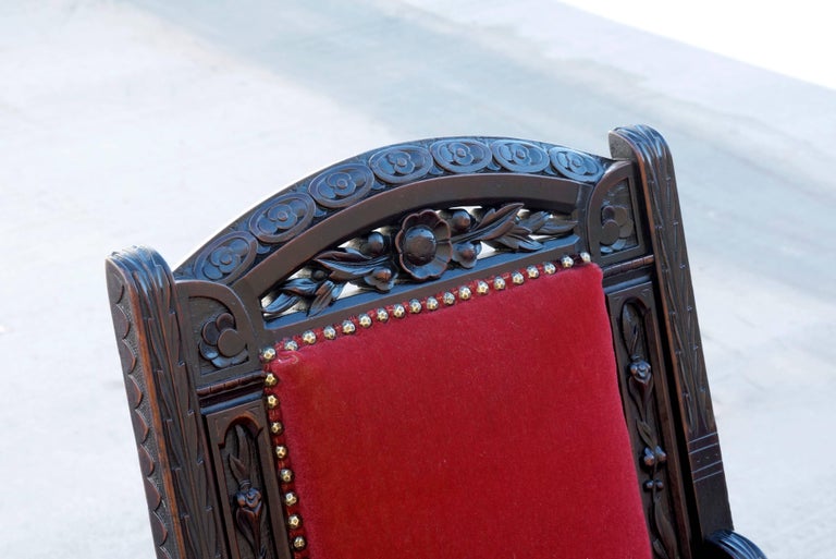 Antique Victorian Rectory Chair of Carved Mahogany at 1stDibs