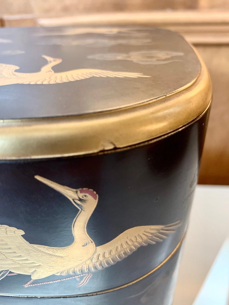 Japanese Lacquered Jubako Box with Crane Design at 1stDibs
