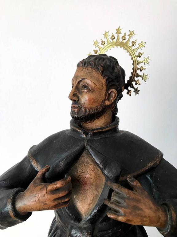 Antique Spanish Colonial Santo on Pedestal at 1stDibs