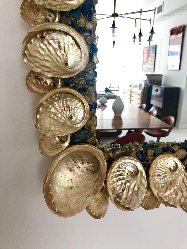 Large Mirror with Abalone Shells at 1stdibs