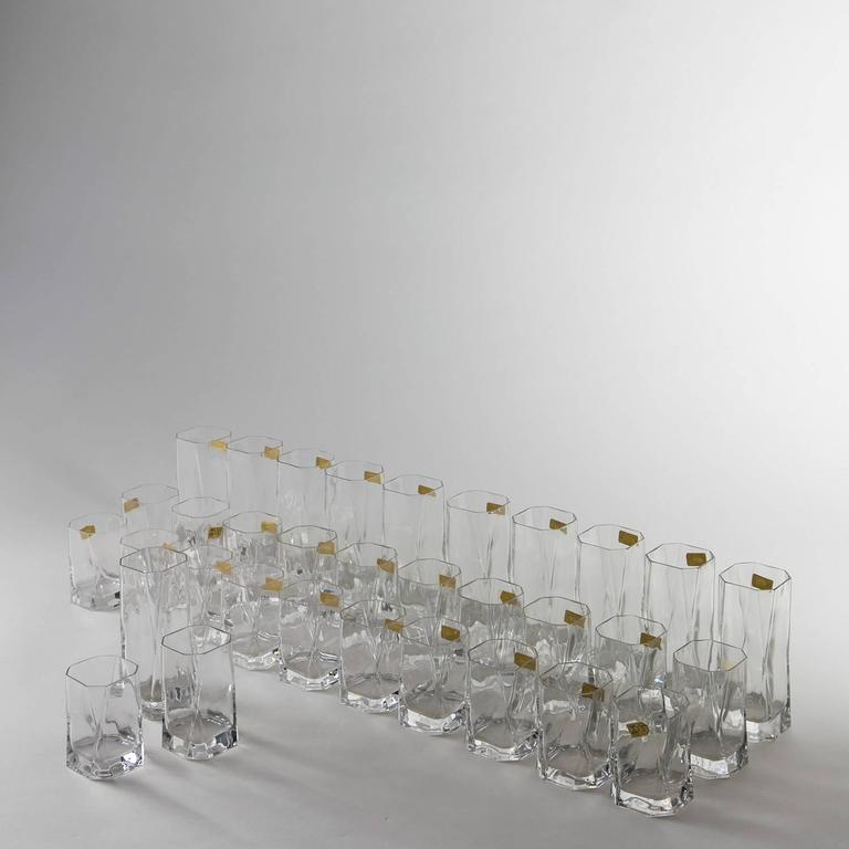 Remarkable Set of 33 "CIBI" Crystal Glasses by Cini Boeri for Arnolfo ...