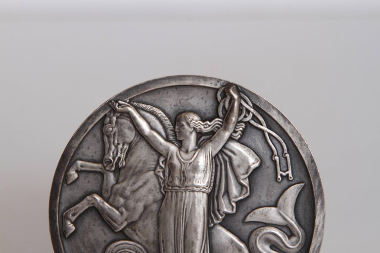 Art Deco French Normandie Medallion by Jean Vernon Silvered Bronze at ...