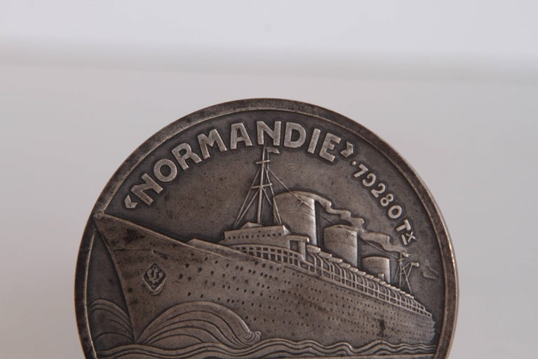 Art Deco French Normandie Medallion by Jean Vernon Silvered Bronze at ...