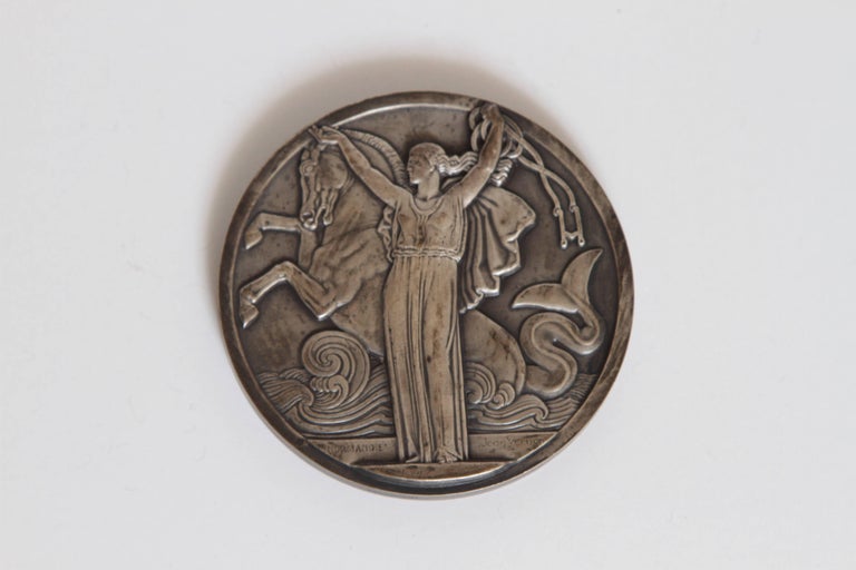 Art Deco French Normandie Medallion by Jean Vernon Silvered Bronze at ...