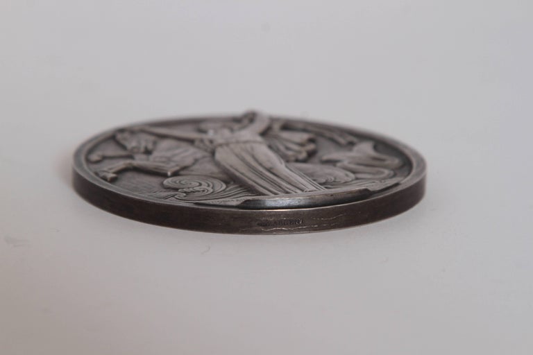 Art Deco French Normandie Medallion by Jean Vernon Silvered Bronze at ...
