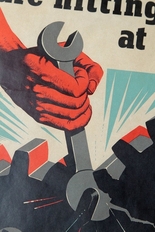 Bold Machine Age WW II British War Propaganda Litho Poster For Sale at ...