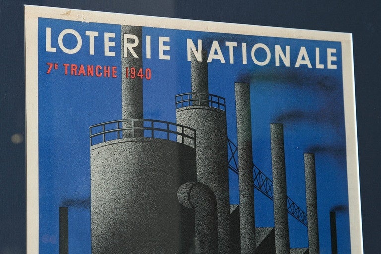 Machine Age Vintage French Lottery Poster, circa 1940 For Sale at 1stDibs