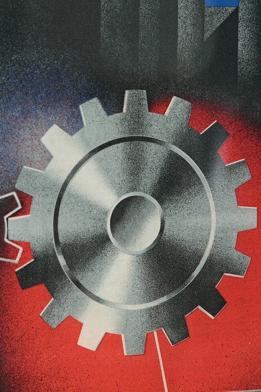 Machine Age Vintage French Lottery Poster, circa 1940 For Sale at 1stDibs