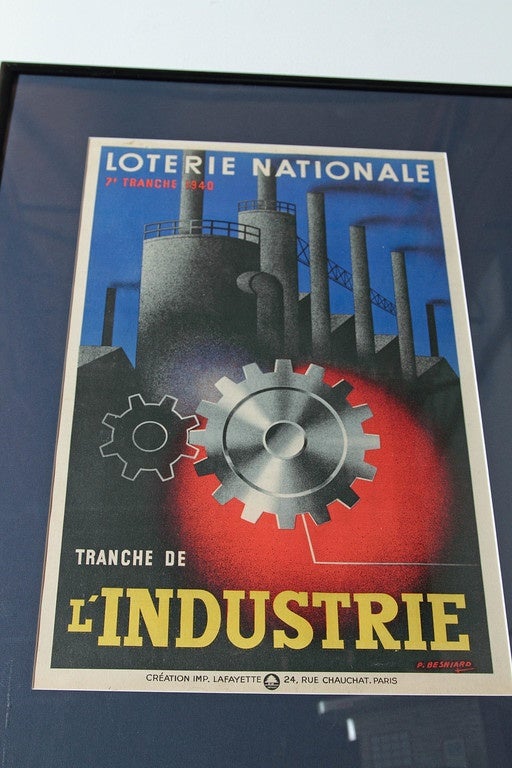 Machine Age Vintage French Lottery Poster, circa 1940 For Sale at 1stDibs
