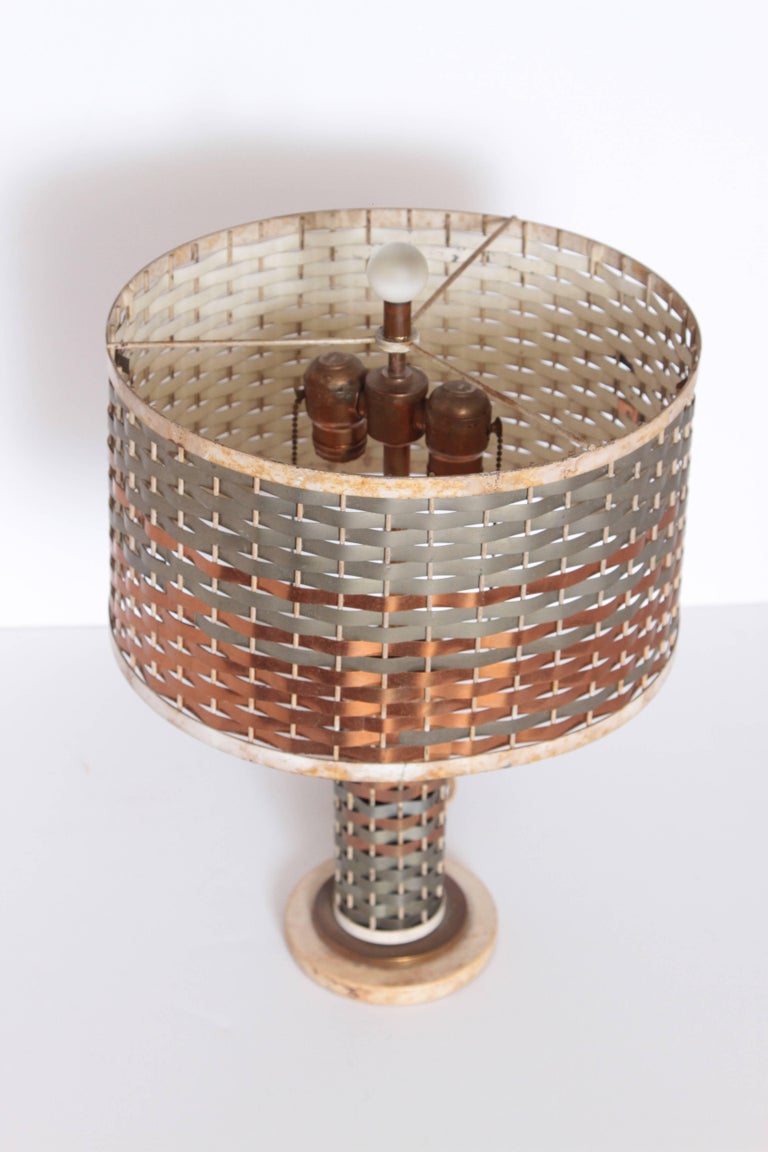 Machine Age Art Deco Sandel Table Lamp, Mixed Metal, Lacquered Wood For ...