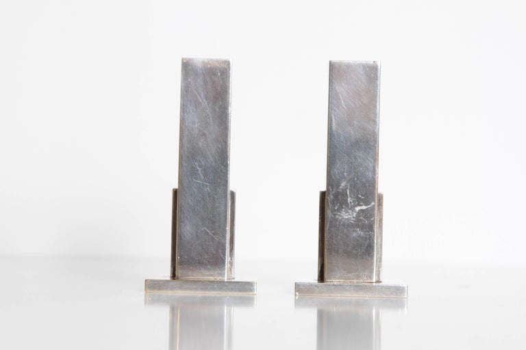 Machine Age Art Deco Skyscraper Candlestick Holders Merle Faber Silver ...