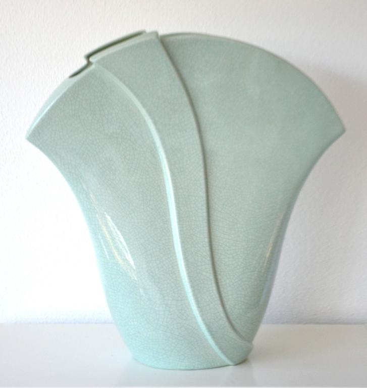 Postmodern Fan Form Ceramic Vase For Sale at 1stDibs