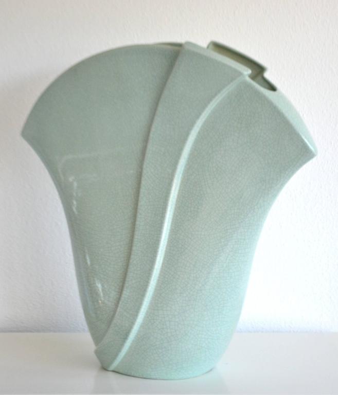 Postmodern Fan Form Ceramic Vase For Sale at 1stDibs