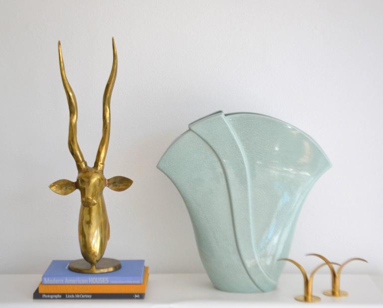 Postmodern Fan Form Ceramic Vase For Sale at 1stDibs