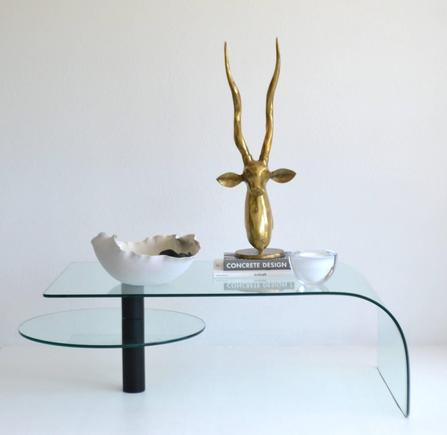 Post-Modern Two-Tier Waterfall Edge Glass Cocktail Table For Sale at ...