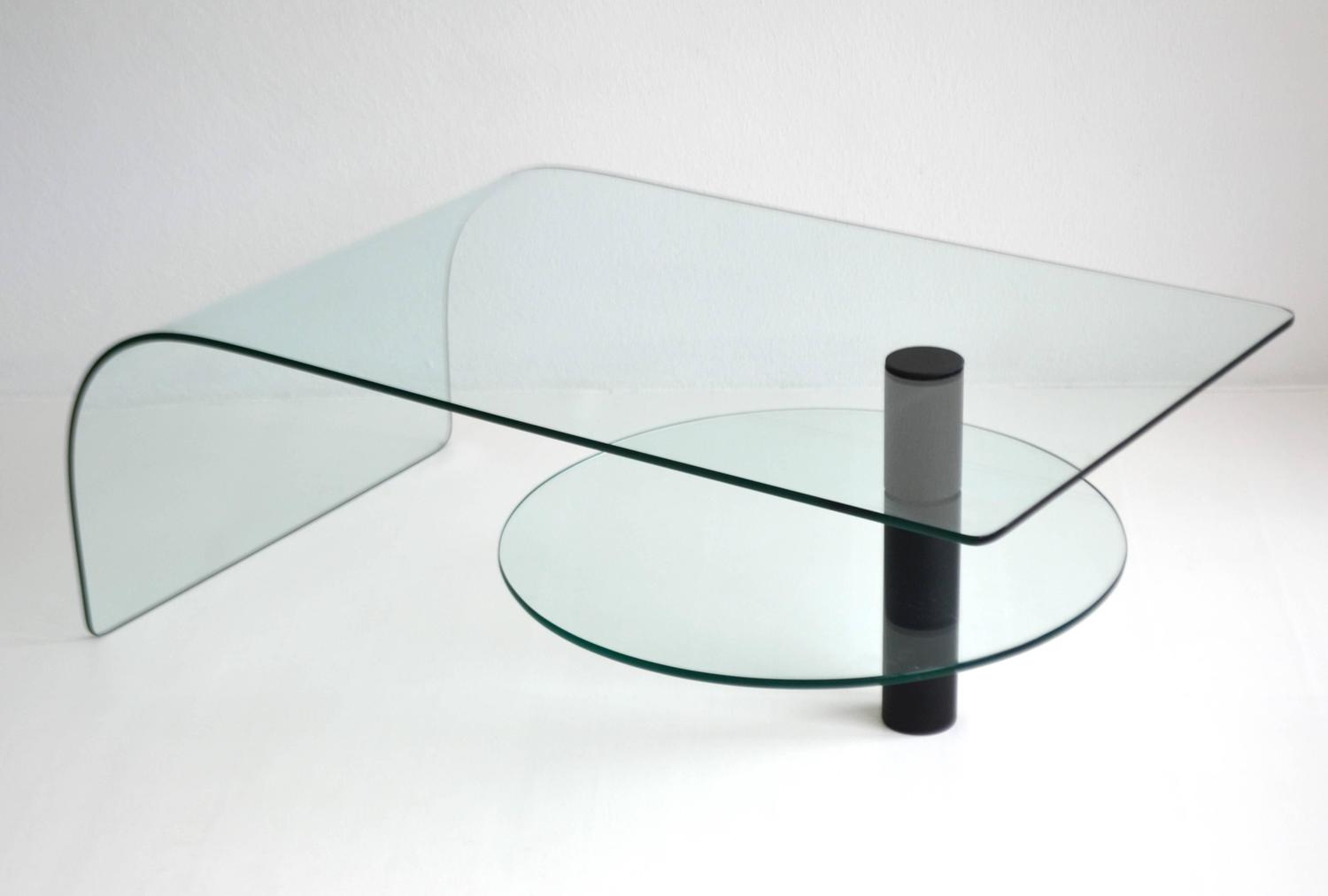 Post-Modern Two-Tier Waterfall Edge Glass Cocktail Table For Sale at ...