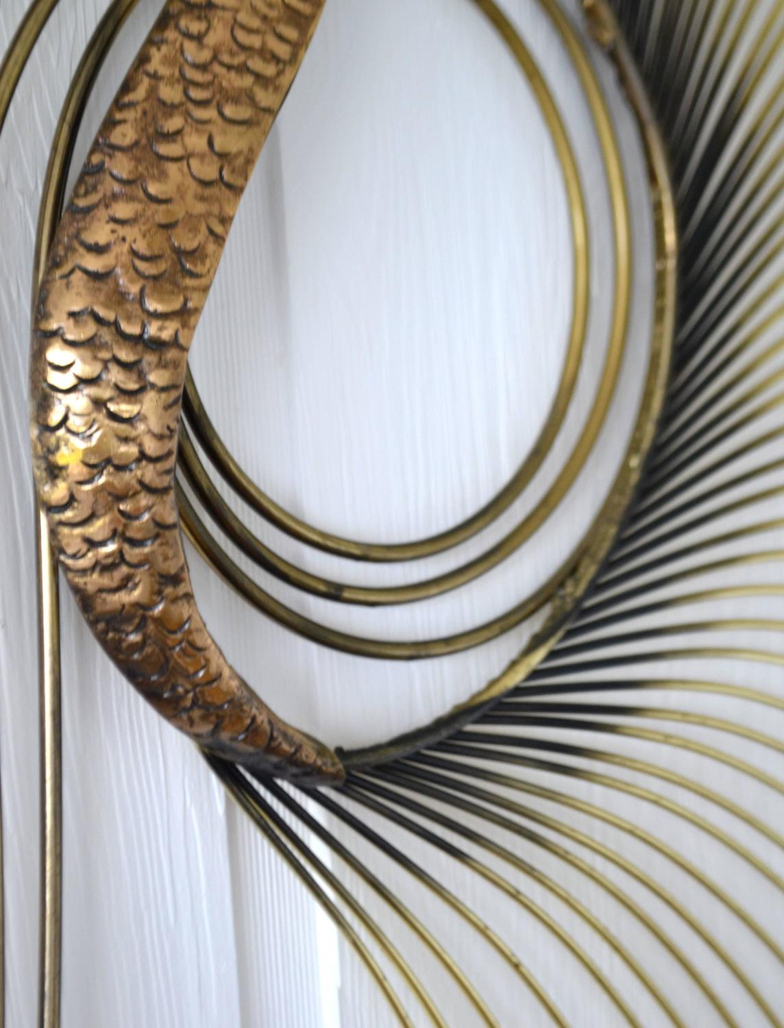 Mid Century Brass Peacock Wall Sculpture For Sale At 1stdibs