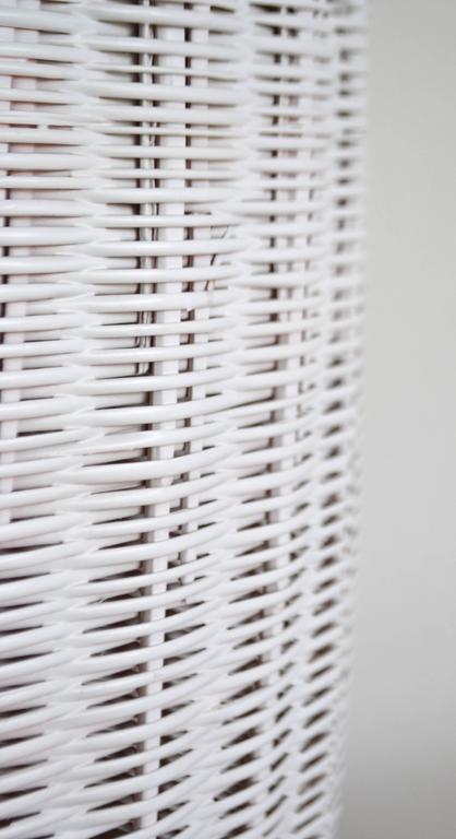 Pair of Midcentury Woven Reed Basket Form Table Lamps For Sale at 1stDibs