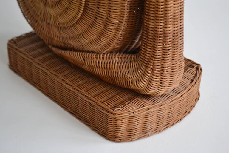 Mid-Century Italian Woven Rattan Snail Form Side Table at 1stDibs