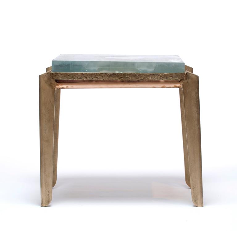 Contemporary Cupric Crystal Side Table in Cast Crystal and Bronze at ...
