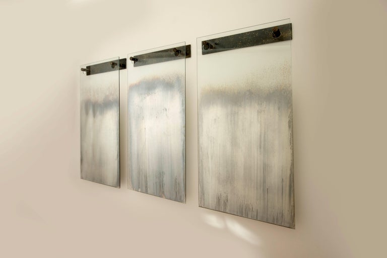 Triptych of Three Contemporary Suspended Fading Wall Mirrors by Gregory ...