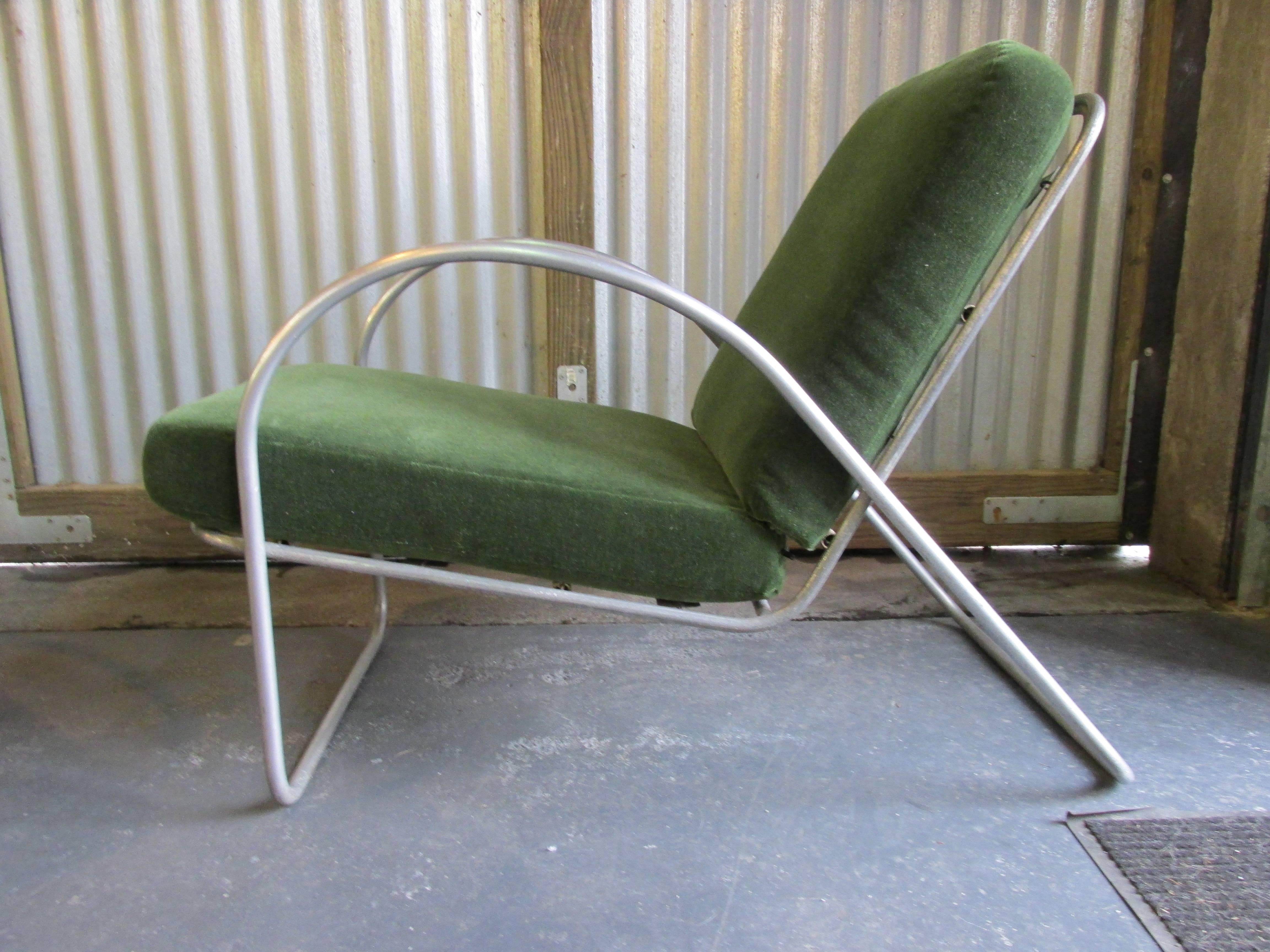 Richard Neutra Industrial Modern Steel Lounge Chairs For Sale at 1stDibs