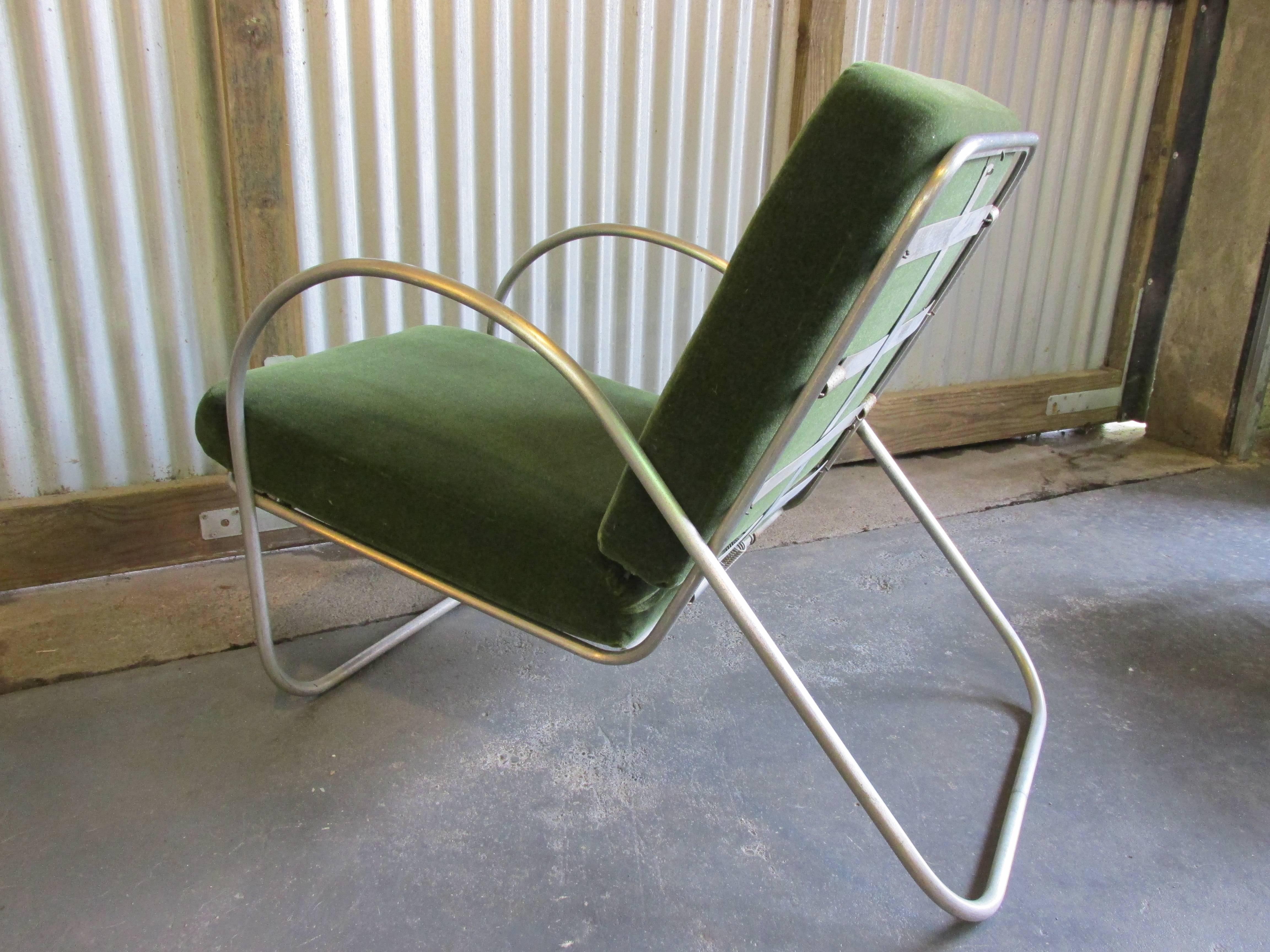 Richard Neutra Industrial Modern Steel Lounge Chairs For Sale at 1stDibs