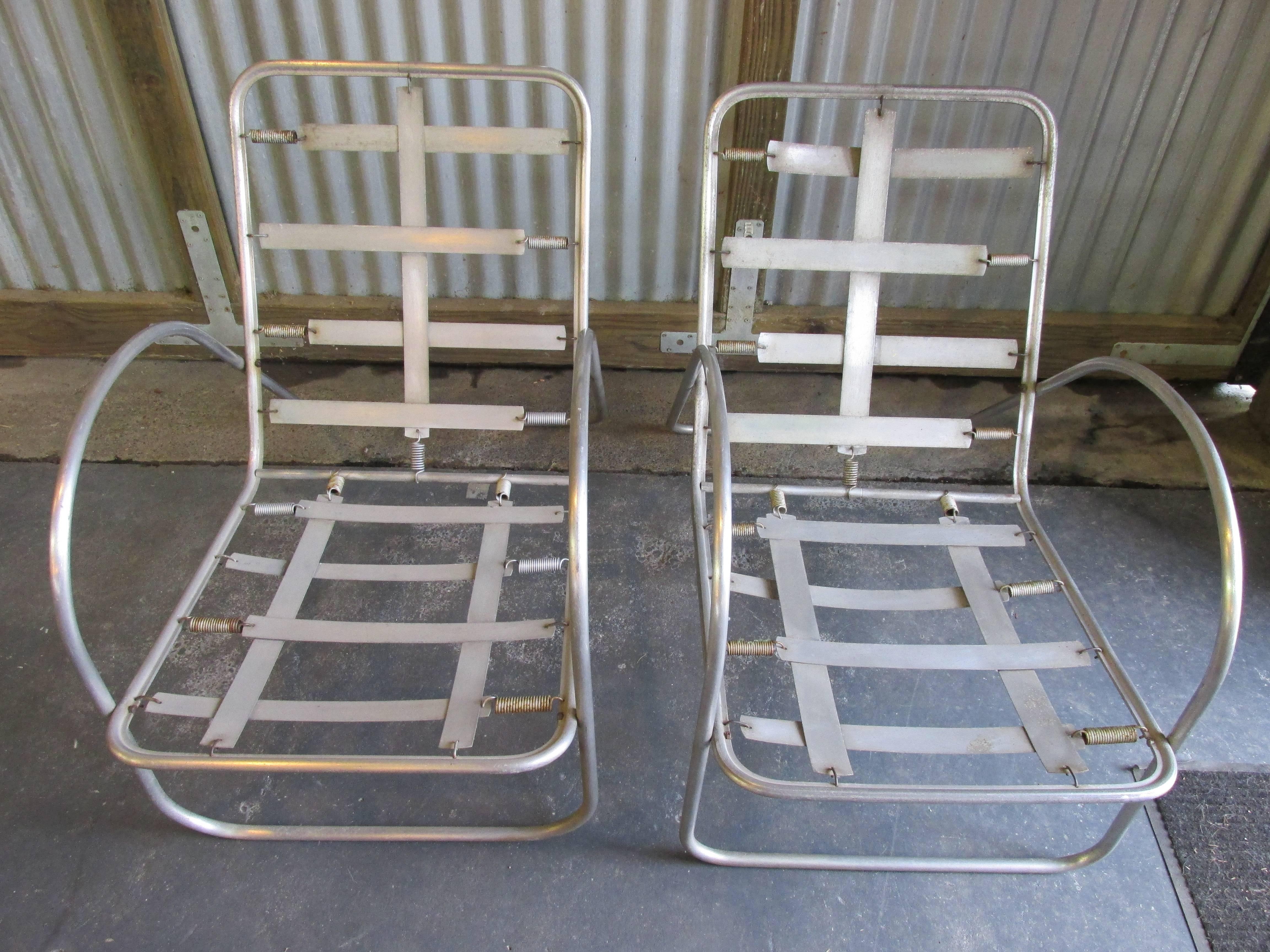 Richard Neutra Industrial Modern Steel Lounge Chairs For Sale at 1stDibs