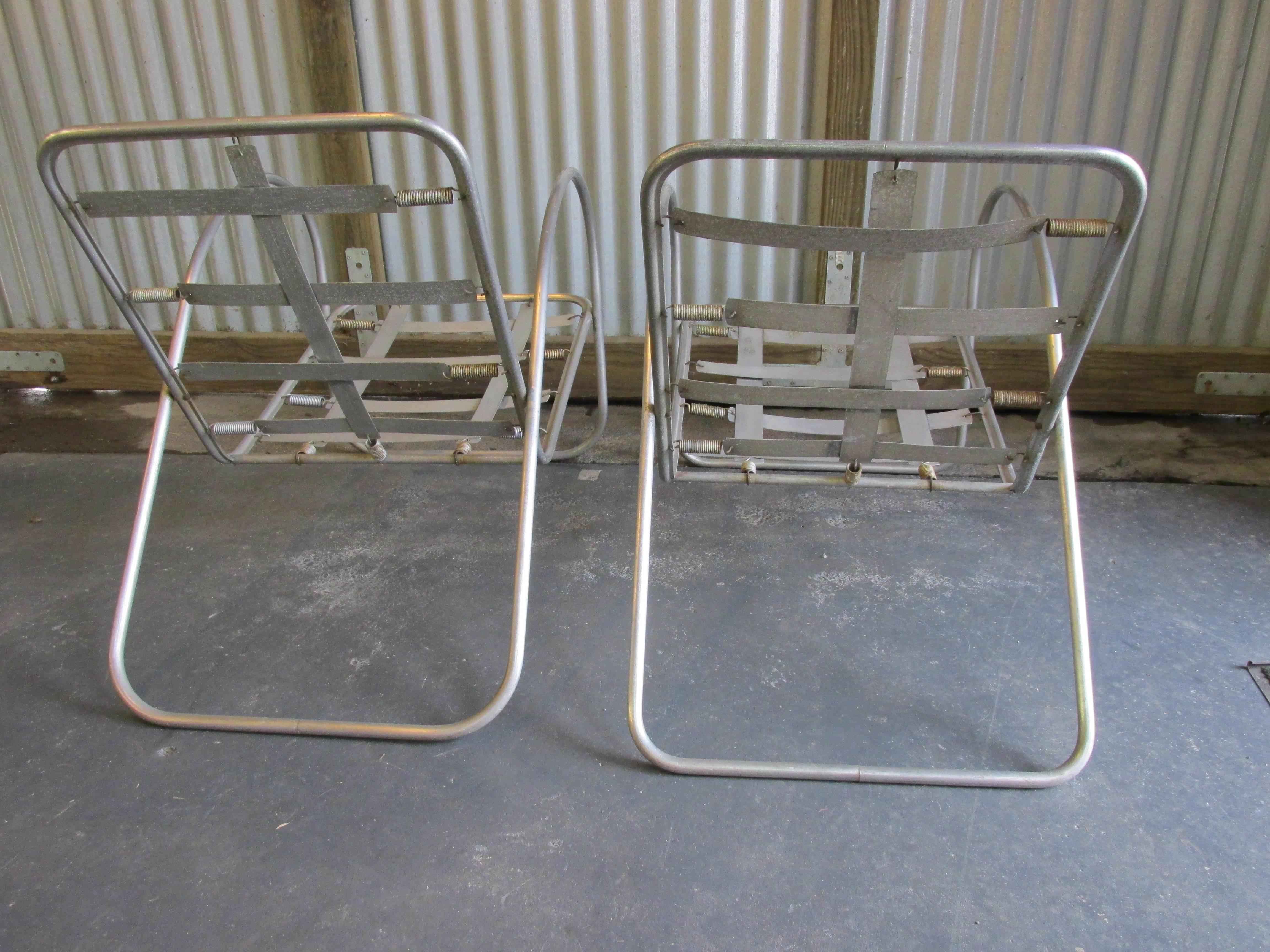 Richard Neutra Industrial Modern Steel Lounge Chairs For Sale at 1stDibs