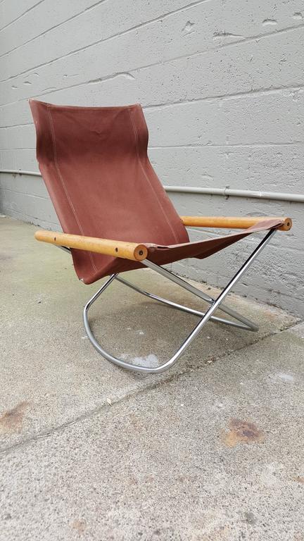 Folding Sling Seat Rocking Lounge Chair by Takeshi Nii at 1stDibs